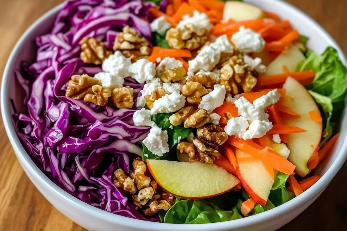 Crispy Apple Walnut Salad with Feta & Cabbage