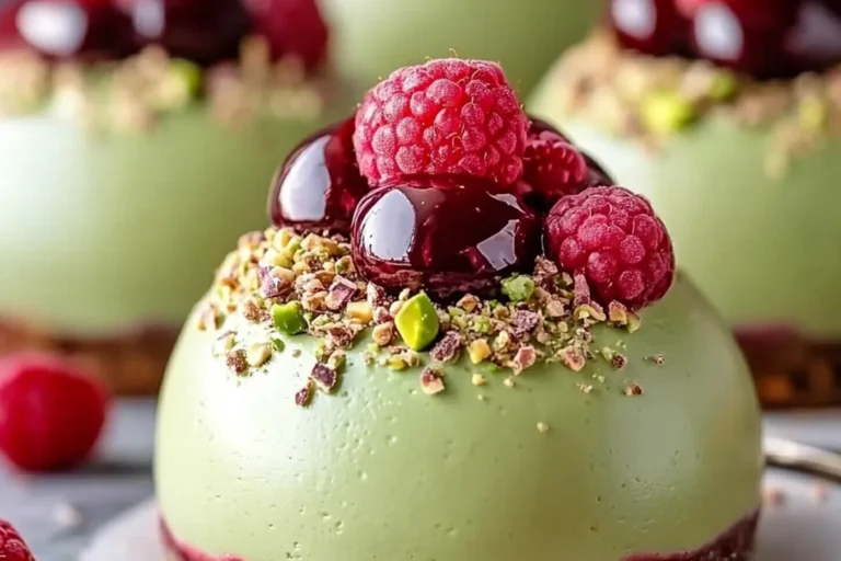 Pistachio and Raspberry Cheesecake Domes: A Delightful Treat