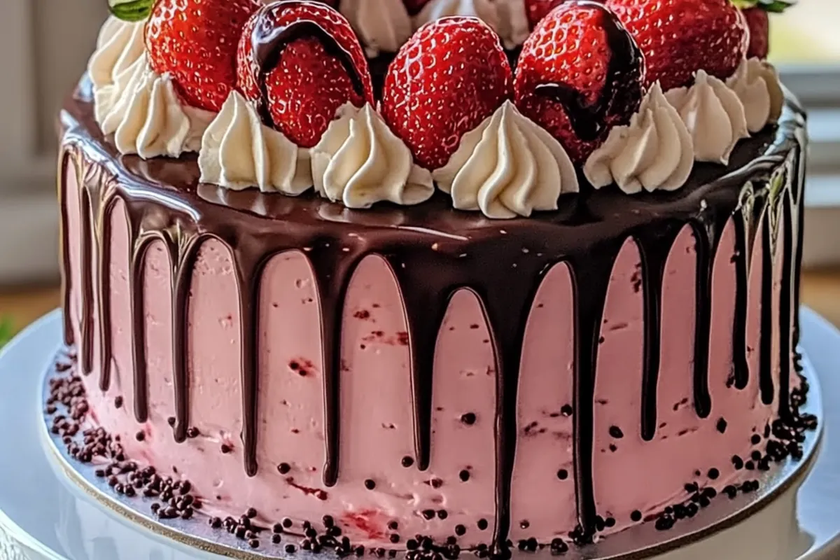 Chocolate Covered Strawberry Drip Cake: Indulge Today!
