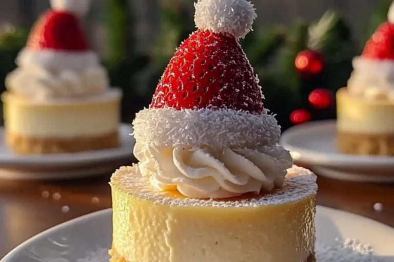 Mini Santa Hat Cheesecakes are a festive delight!