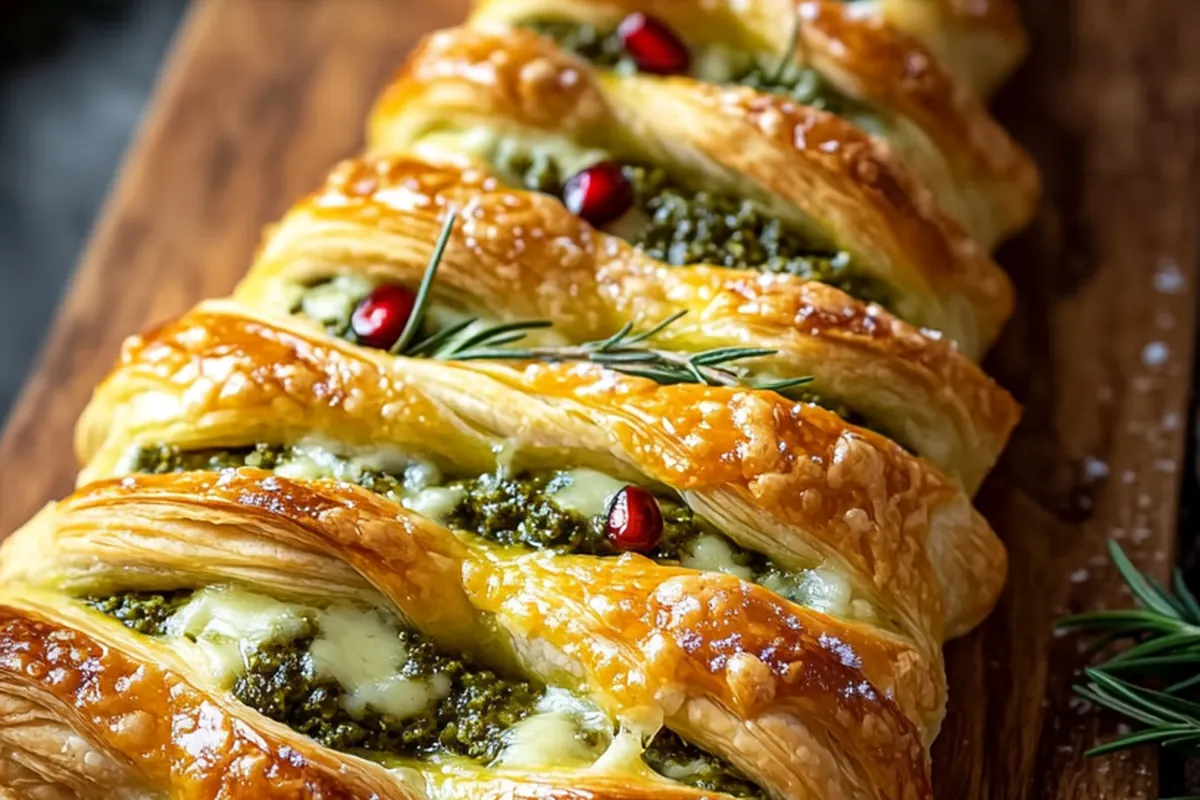 Puff Pastry Christmas Tree with Pesto & Cheese Delight!