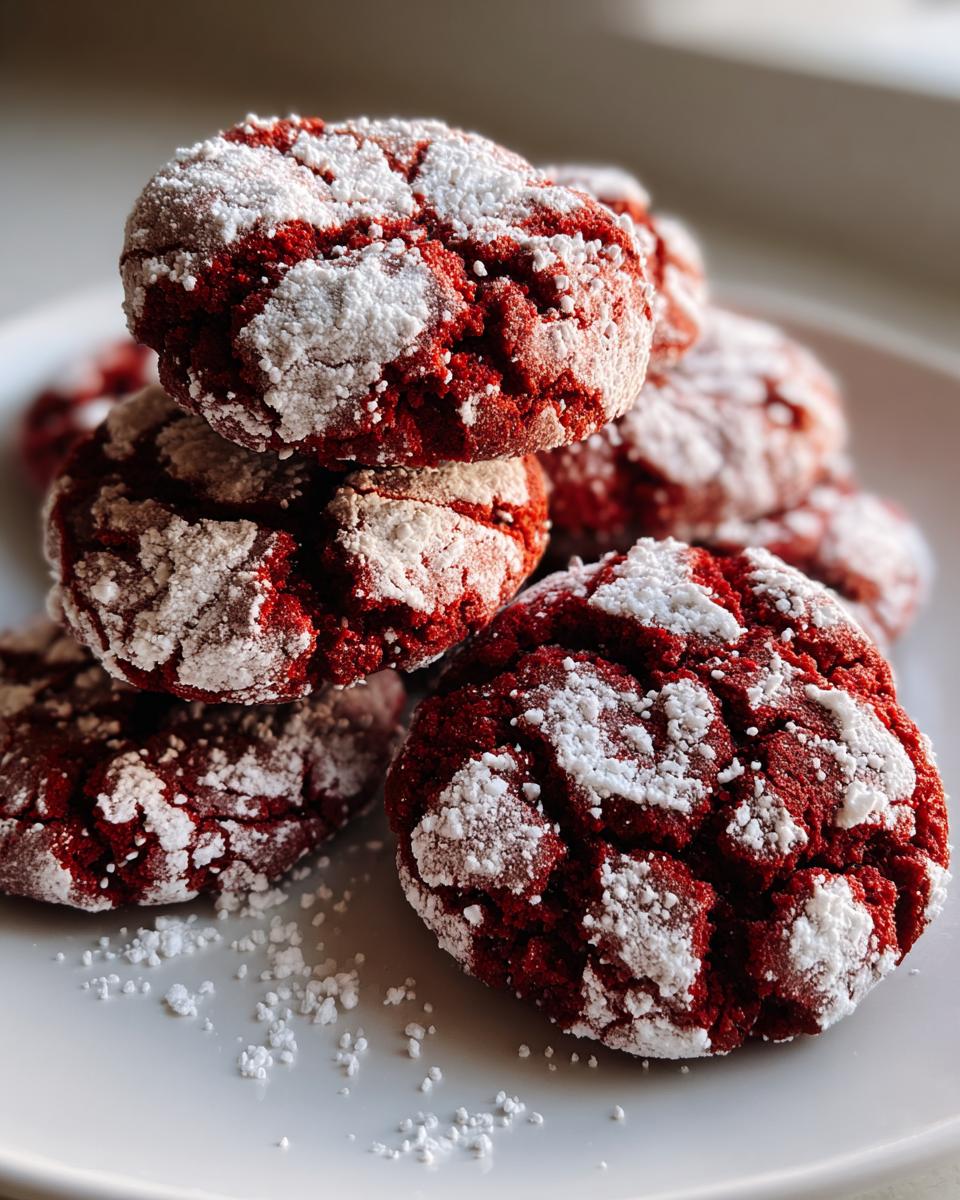 5-Ingredient Red Velvet Crinkle Cookies - Sweet Holiday Magic