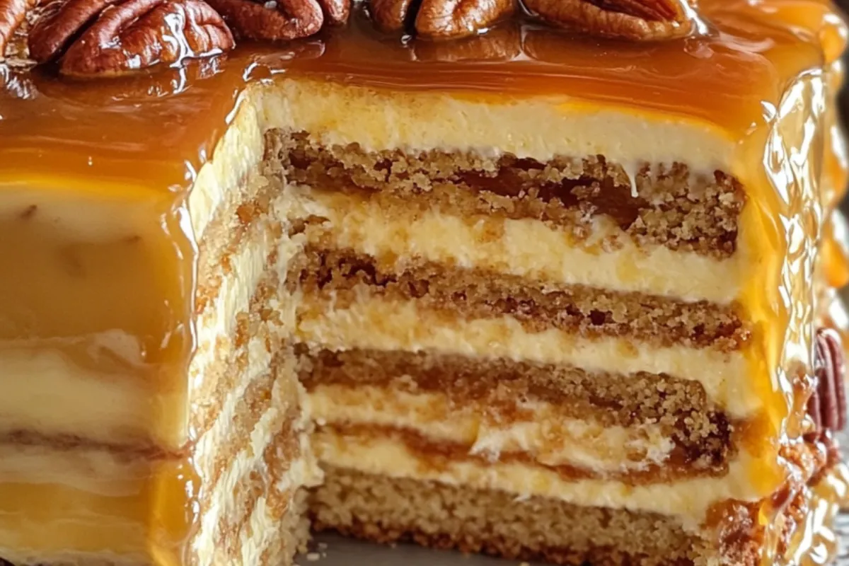 Caramel Pecan Layer Cake: Indulge in This Delightful Treat!
