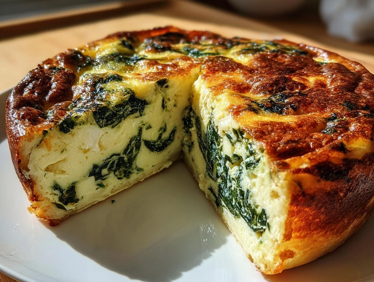 Creamy Crustless Spinach Ricotta Quiche with 14g Protein