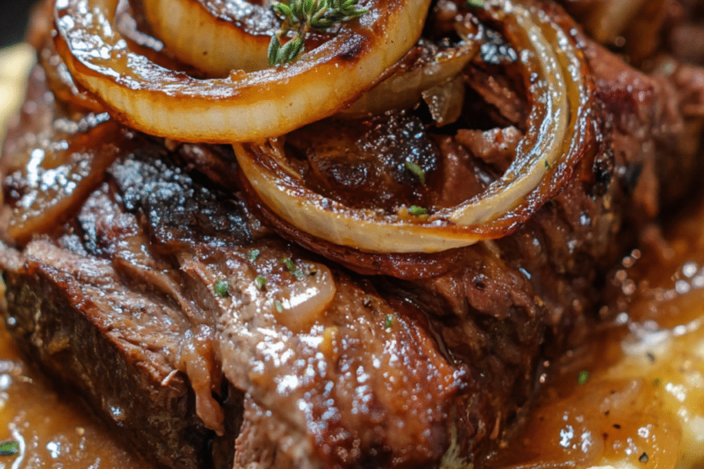 RED WINE POT ROAST with Caramelized Onions in a Rich Gravy!