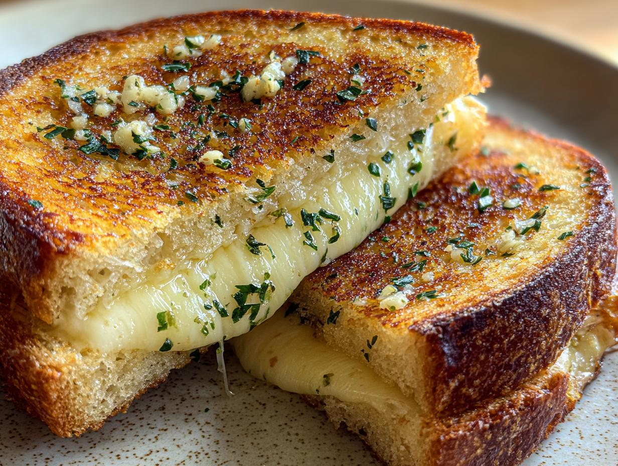 20-Minute Garlic Bread Grilled Cheese - A Cheesy Dream